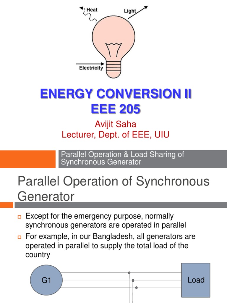 ENERGY CONVERSION II - LOAD SHARING OF SYNCHRONOUS GENERATORS | PDF ...