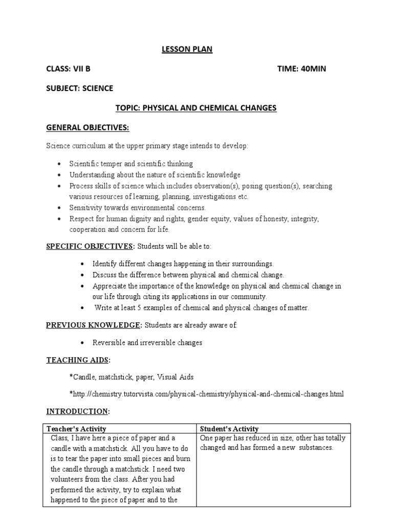 Physical and Chemical Changes Class 7 | PDF | Chemical Substances | Science
