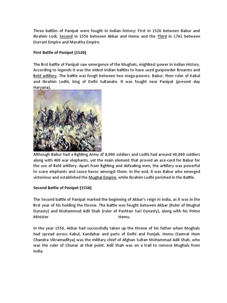 First Battle of Panipat (1526) | PDF | Mughal Empire | South Asia