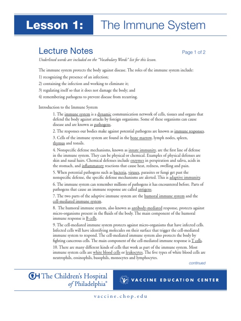 Immune System Lecture Notes Immune System Antibody