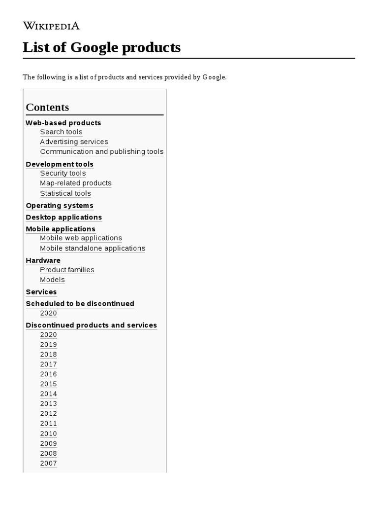 List of Google Products | Download Free PDF | Android (Operating System ...