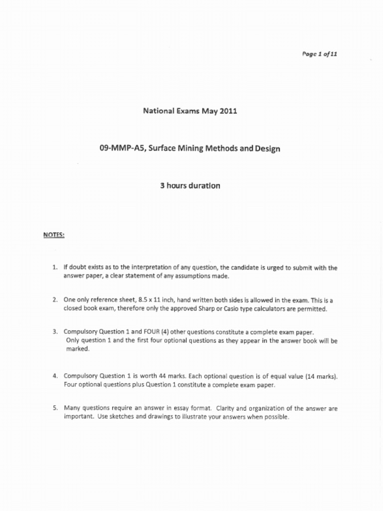 Surface Mining Questions | PDF