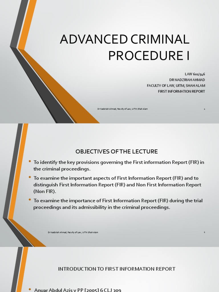 First Information Report (CPC1) | PDF | Witness | Trials