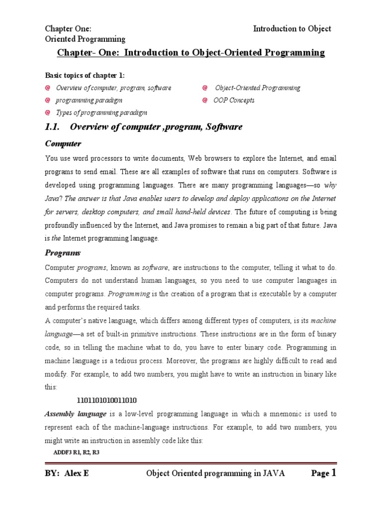 01chapter One-Introduction To OOP | PDF | Object Oriented Programming ...