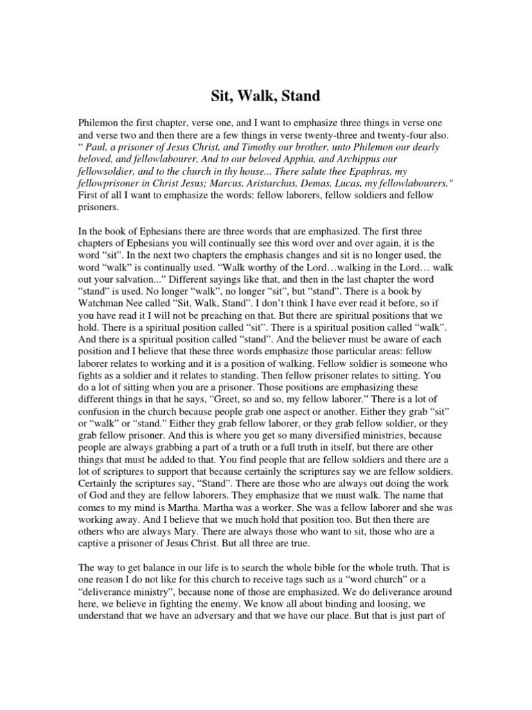 Sit Walk Stand | PDF | Epistle To Philemon | Jesus