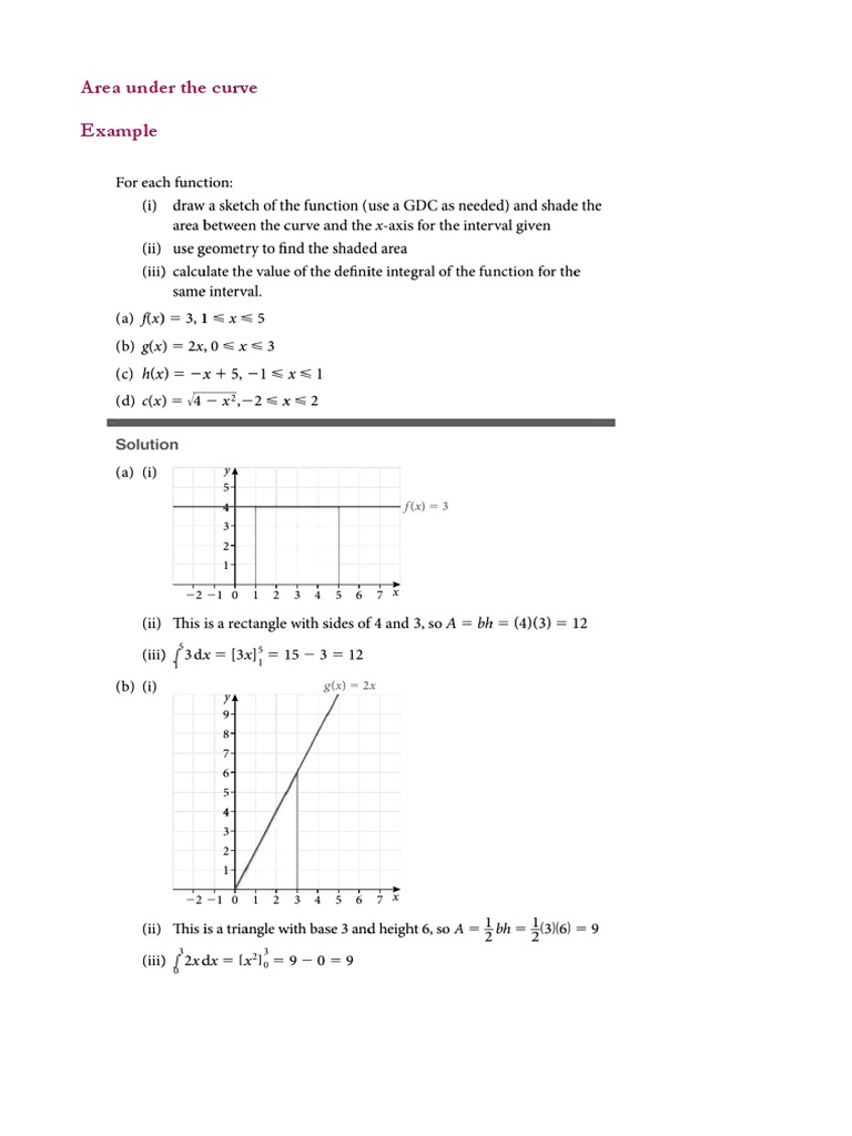 Area Under The Curve Example | PDF