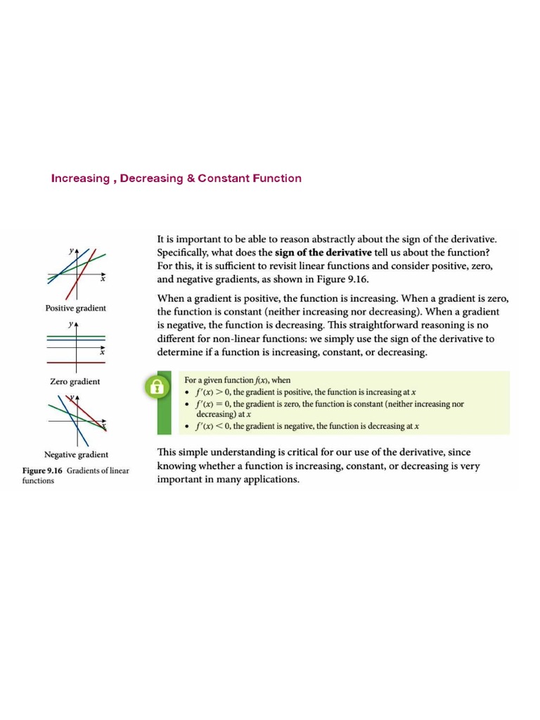 Increasing, Decreasing & Constant Function | PDF