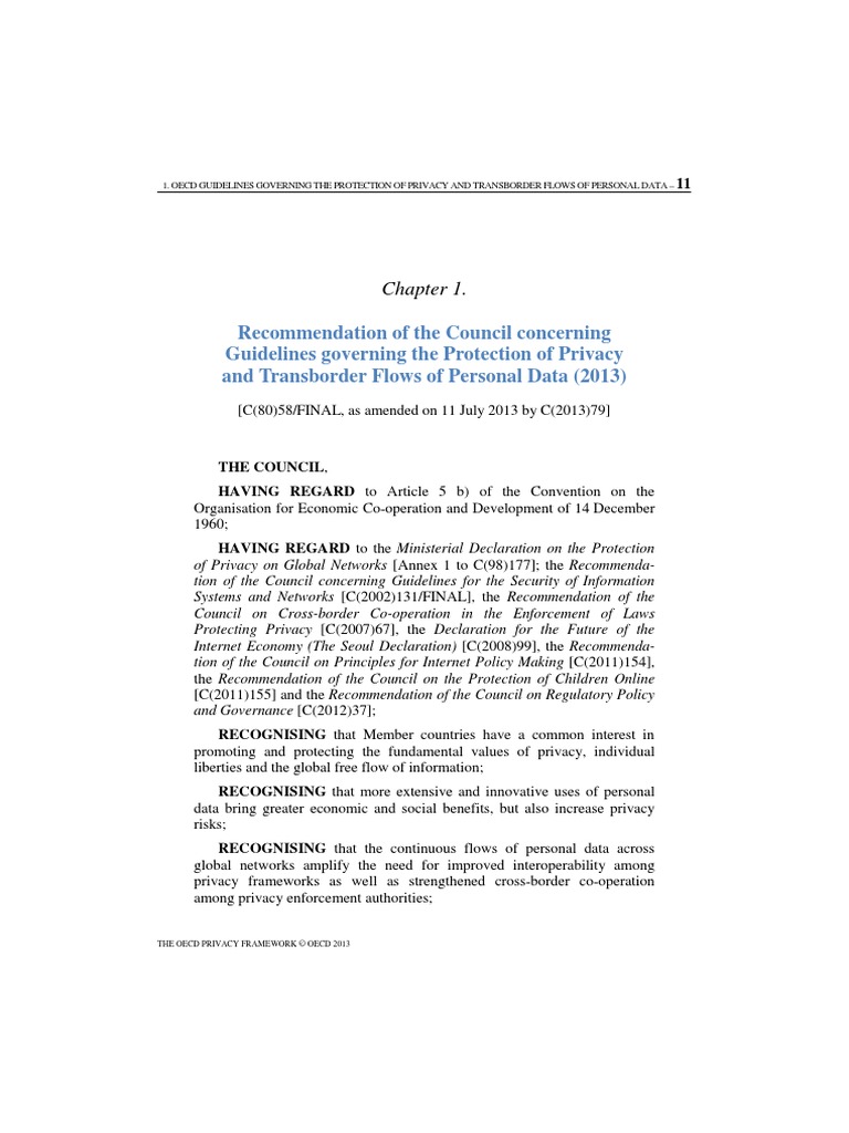 2013 Oecd Privacy Guidelines | PDF | Privacy | Governance