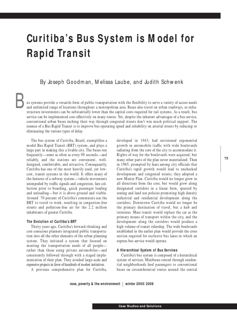 Curitiba's Bus System Is Model For Rapid Transit | PDF | Public ...