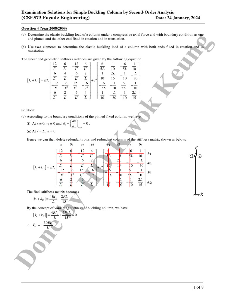 Examination Solutions of Simple Buckling Column by Second-Order ...