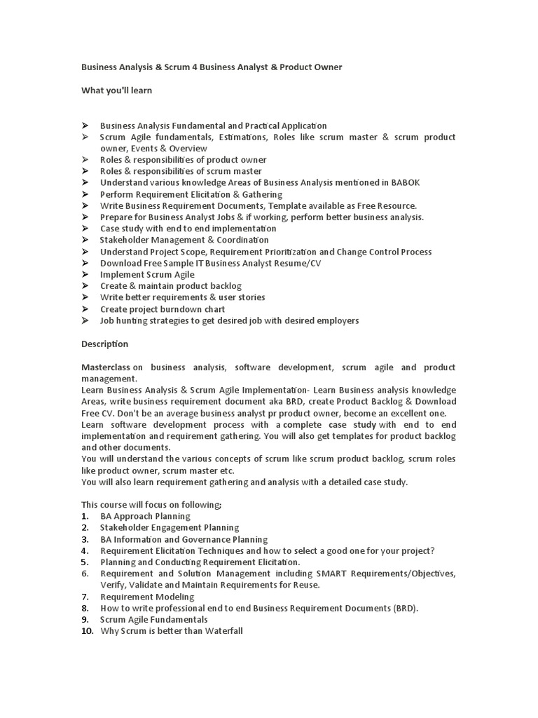 Certification-Business Analysis Course Outline | Download Free PDF ...