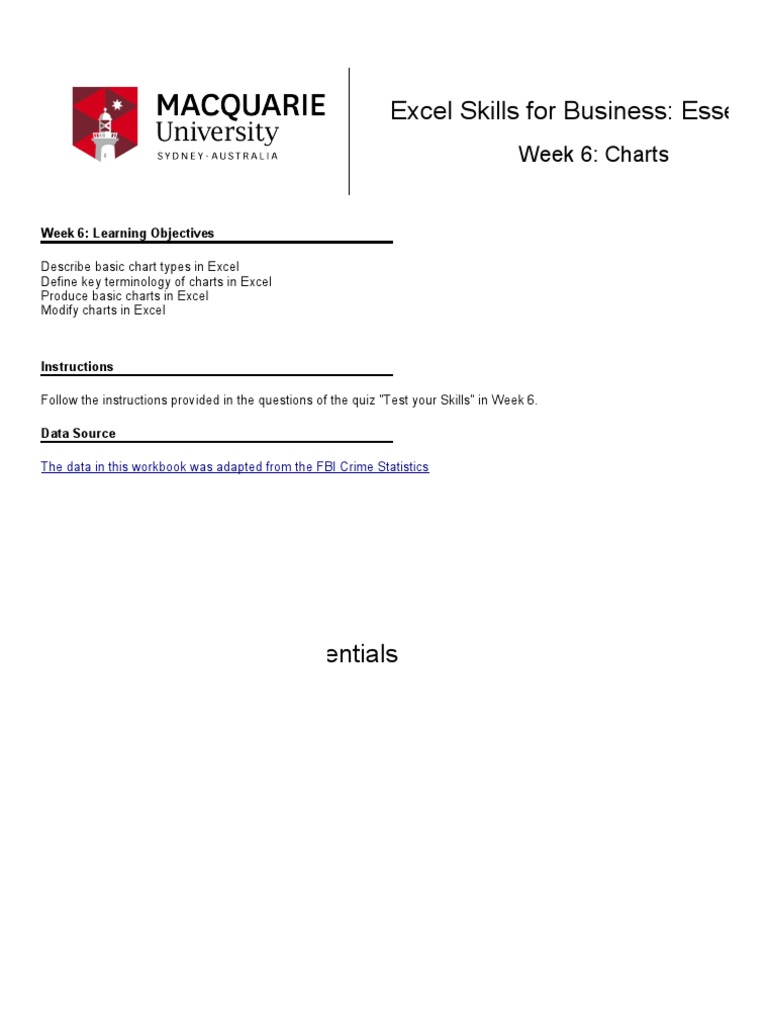 Excel Skills For Business: Essentials: Week 6: Charts | PDF