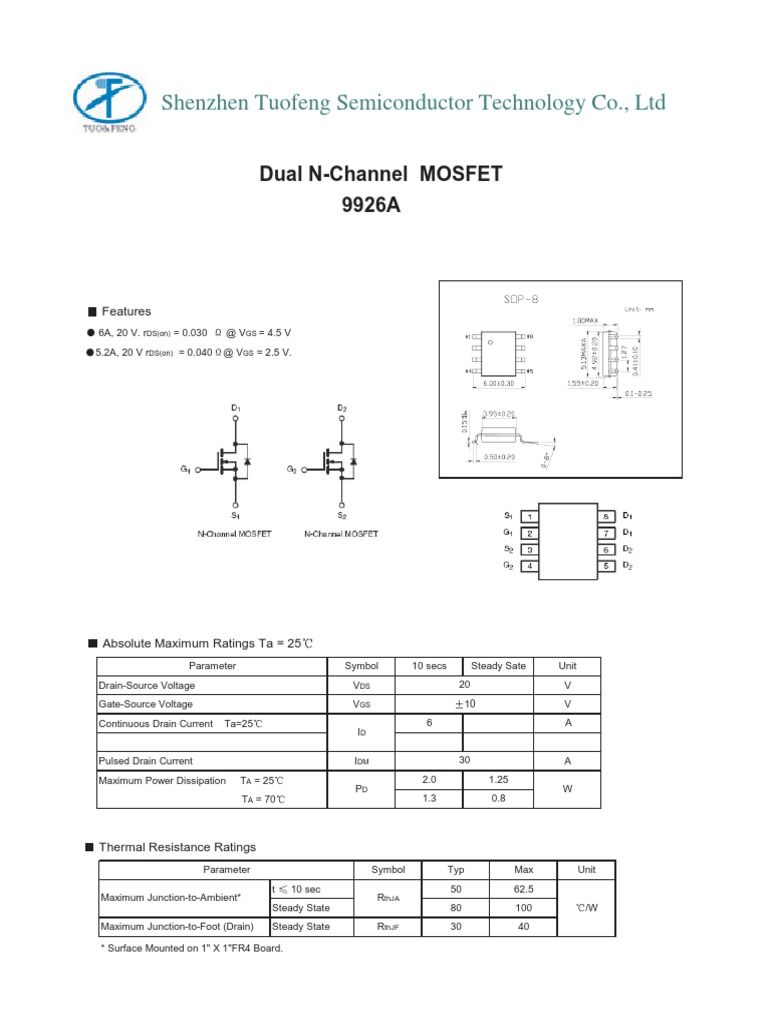 Dual N-Channel MOSFET 9926A: Technical Specifications and Performance ...
