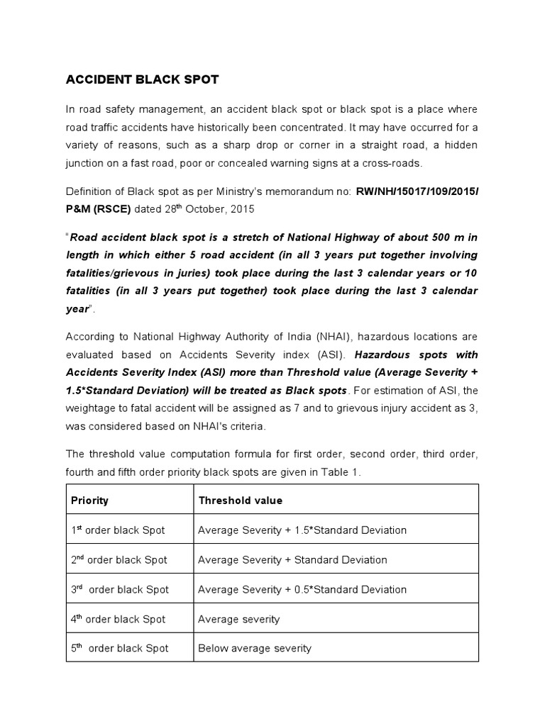 Accident Black Spot: P&M (RSCE) Dated 28 | PDF | Traffic Collision | Risk