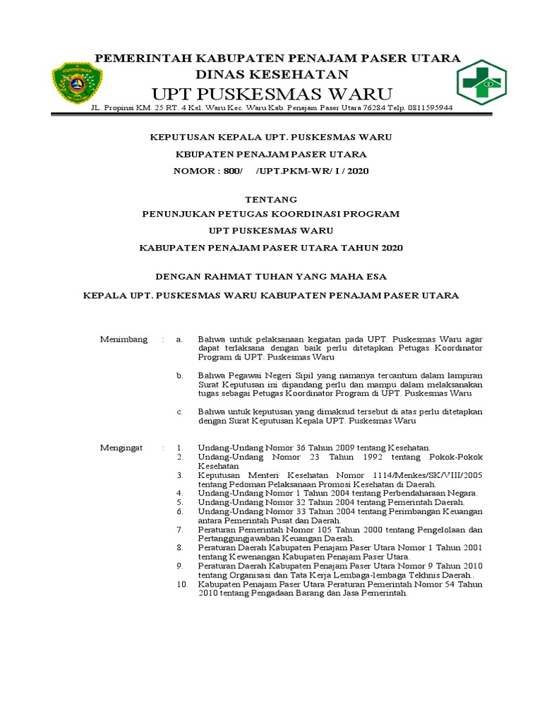 Kumpulan SK PKM Waru 2020 | PDF