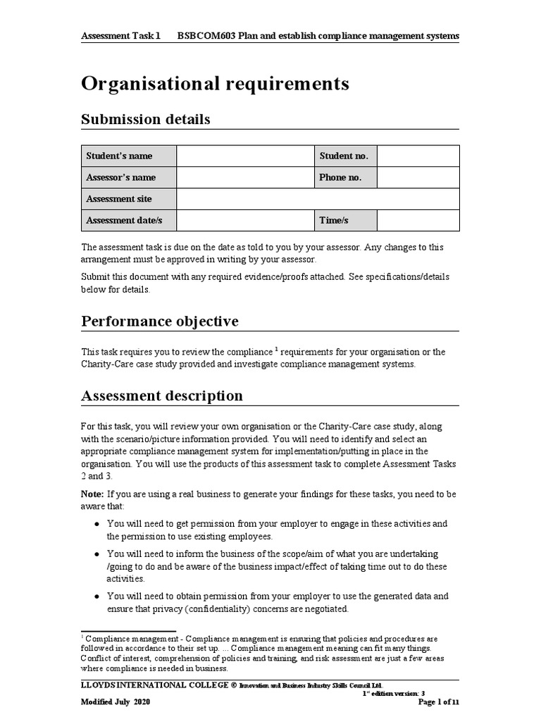 Organisational Requirements: Submission Details | PDF | Regulatory ...