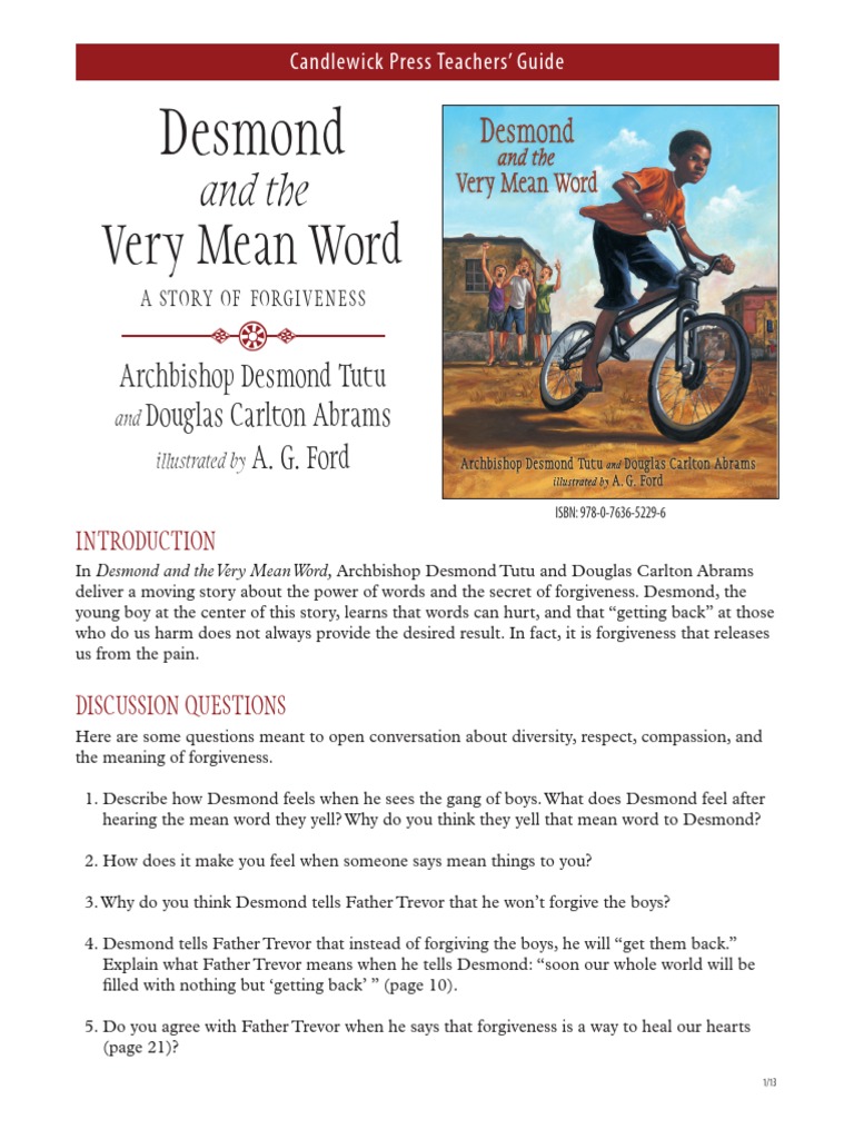 Desmond and The Very Mean Word Teachers Guide PDF | PDF | Compassion ...