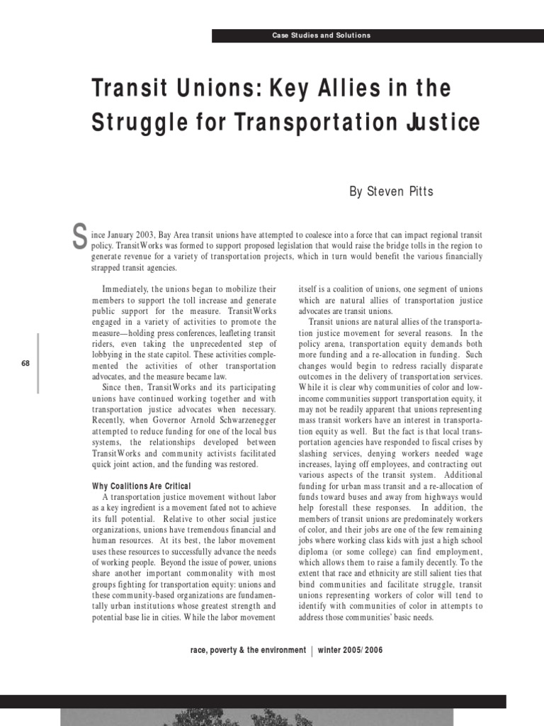 Transit Unions: Key Allies in The Struggle For Transportation Justice ...