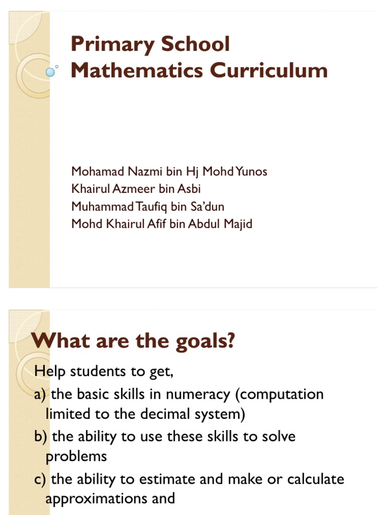 Primary School Mathematics Curriculum | PDF