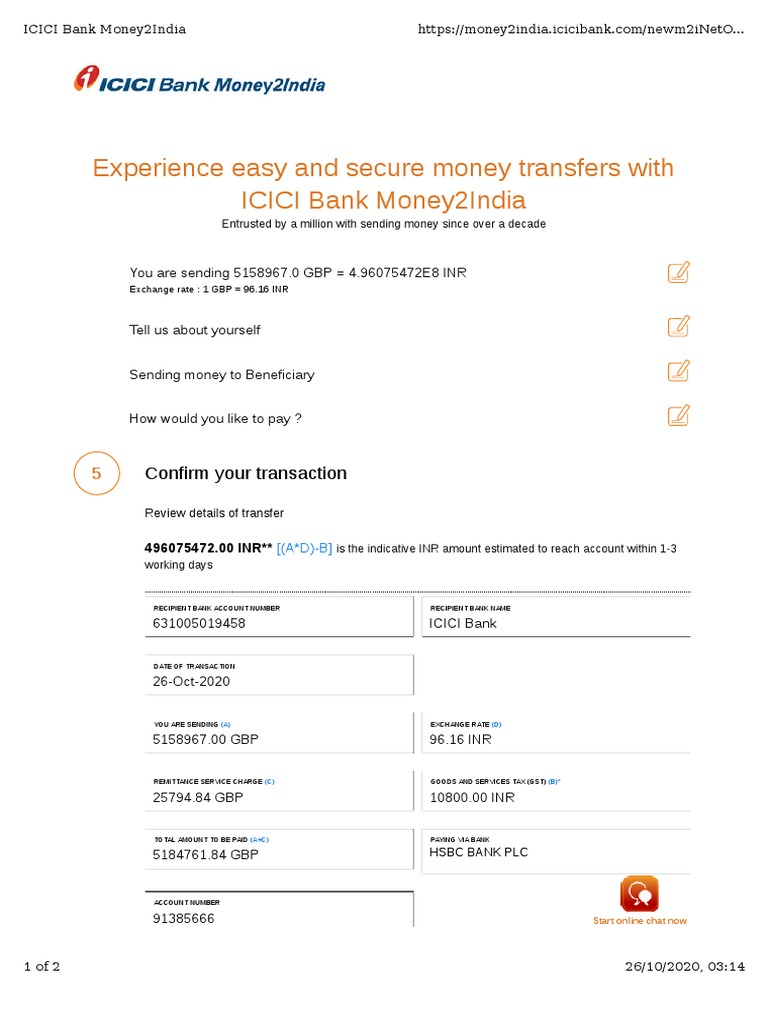 Experience Easy and Secure Money Transfers With ICICI Bank Money2India ...