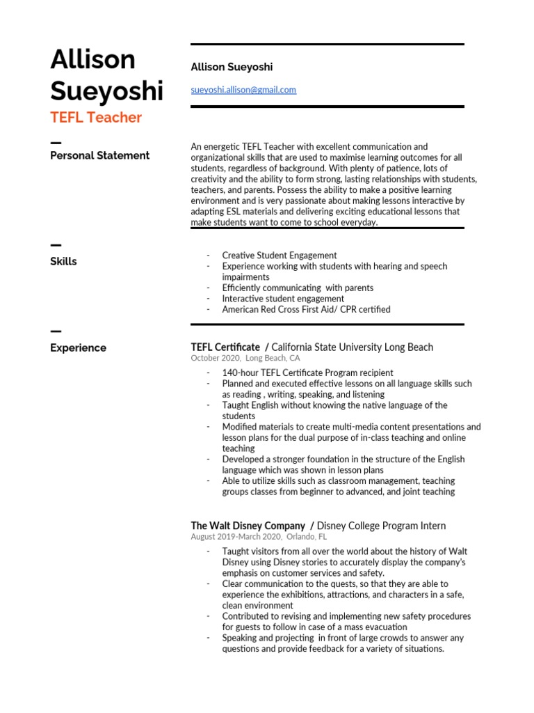 Tefl - CV - Post Program | PDF | Lesson Plan | Museum