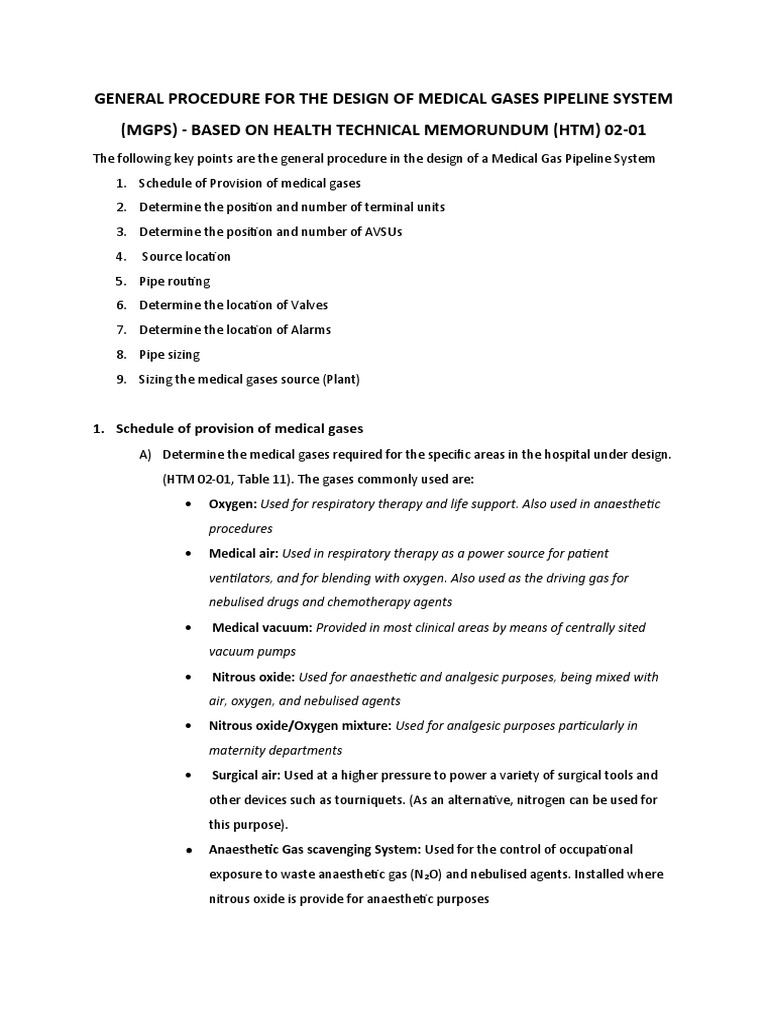 Medical Gas Pipeline System Design Guide | PDF | Chemical Engineering ...