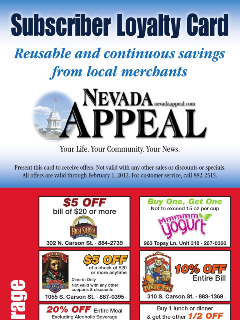 Subscriber Loyalty Card | PDF | Lunch | Drink