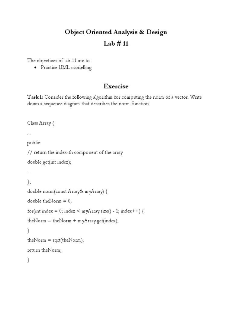 Object Oriented Analysis & Design Lab # 11 | PDF