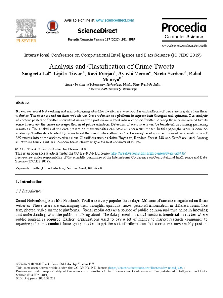 Crime Paper | PDF | Statistical Classification | Receiver Operating ...
