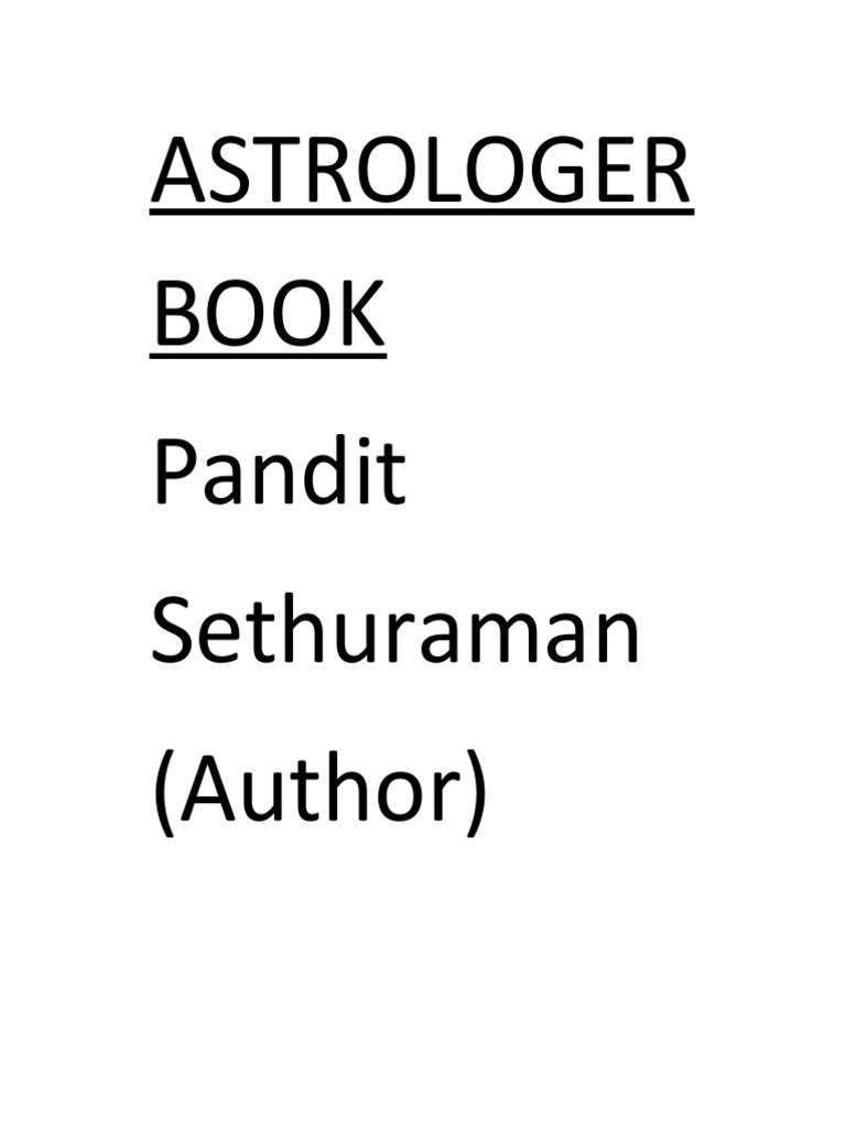 Astrologer Book by Pandit Sethuraman | PDF