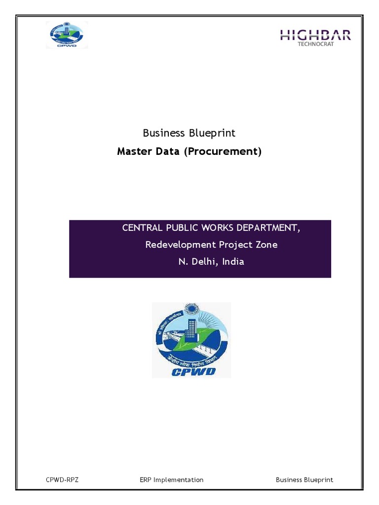 Business Blueprint Master Data (Procurement) : Central Public Works ...