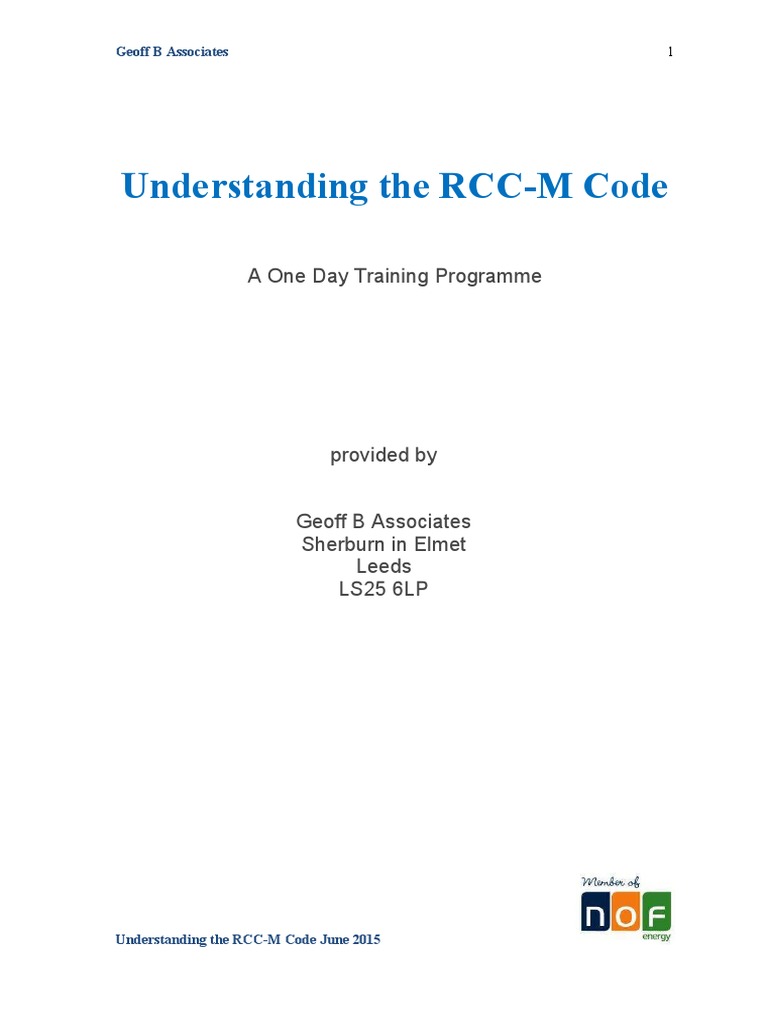 Understanding The RCC-M Code: A One Day Training Programme | PDF ...