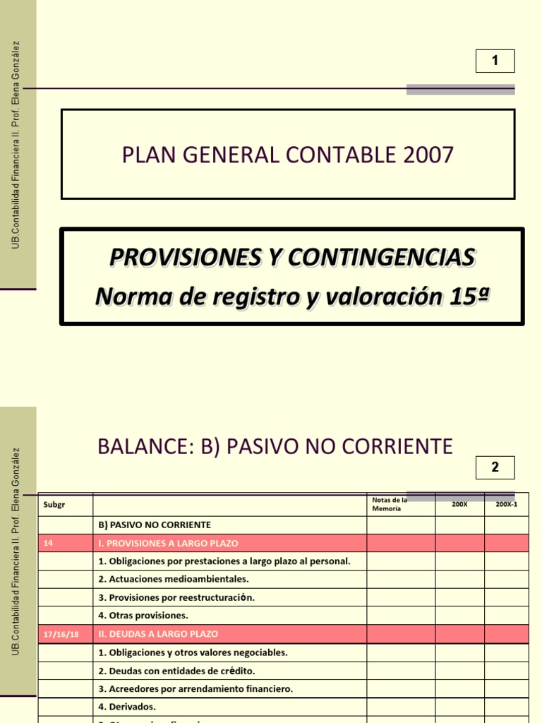 Contabilidad - Provisiones y Contingencias | PDF | Hoja de balance ...