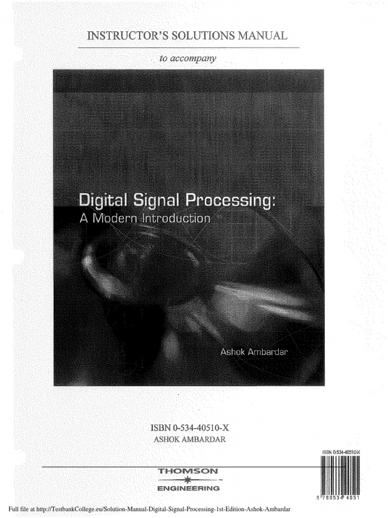 Solution Manual Digital Signal Processing 1st Edition Ashok Ambardar ...