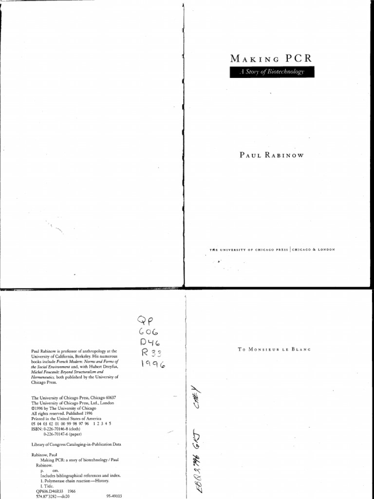 Paul Rabinow - Making PCR - A Story of Biotechnology (1996) PDF | PDF ...