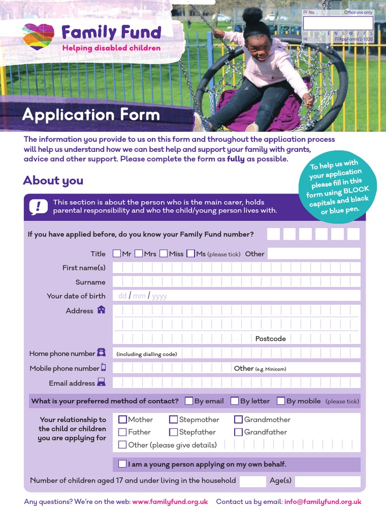 FF - Application - Form - Oct20 Kidz PDF | PDF | Stepfamily | Social ...
