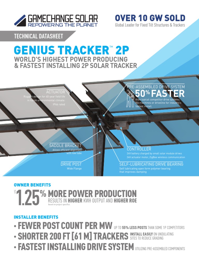 GameChange Solar Genius Tracker 2P Technical Datasheet | PDF | Solar ...