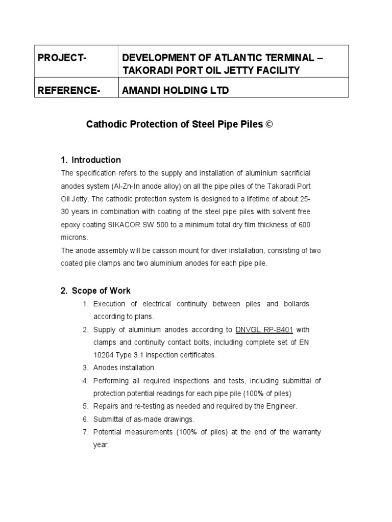 Cathodic Protection Specification - Takoradi Oil Terminal 27.02.2018 ...