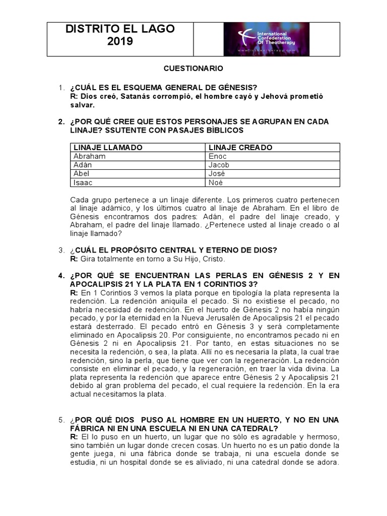 Cuestionario Con Respuesta | PDF | Jacob | Libro del Génesis