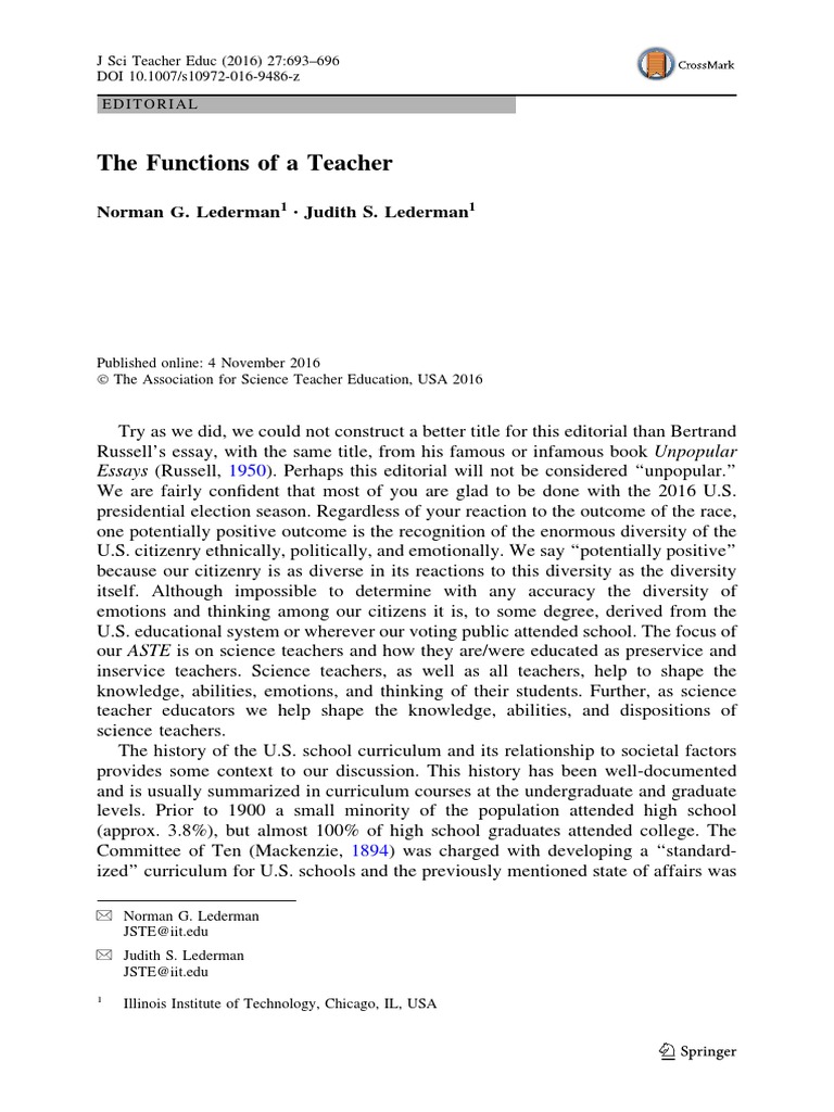 The Functions of A Teacher | PDF | Critical Thinking | Teachers