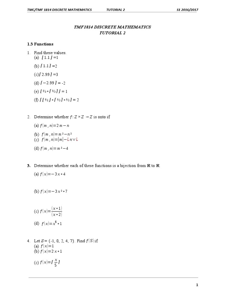 Discrete Mathematics Tutorial 2 | PDF | Summation | Elementary Mathematics