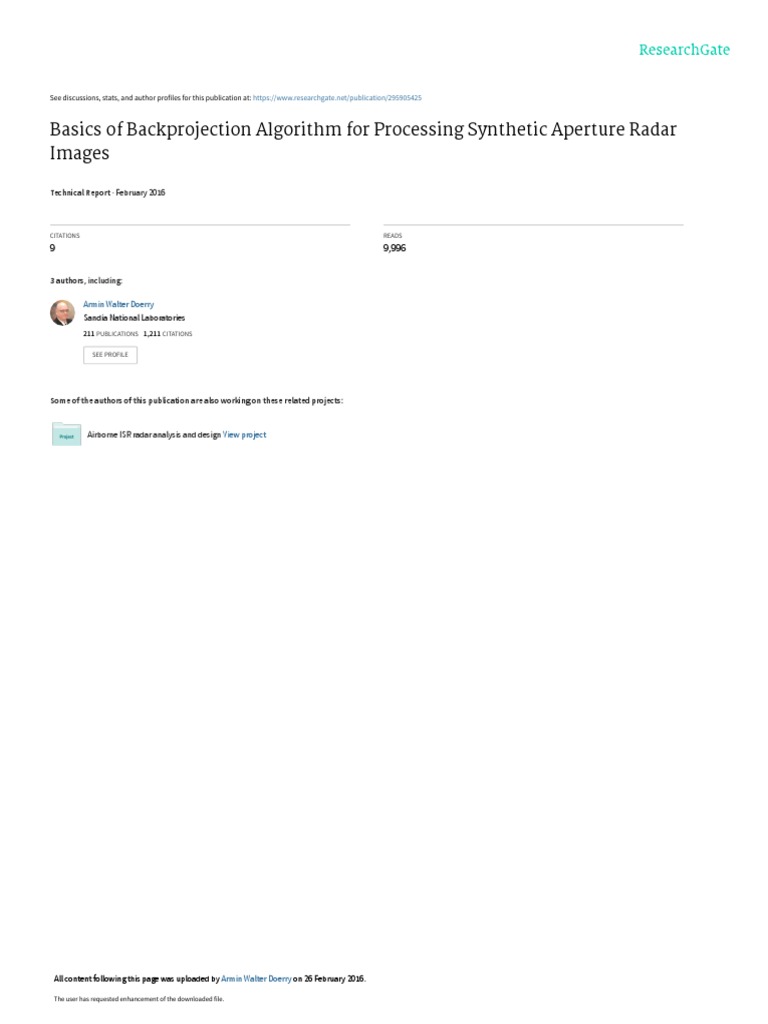 SAR Backprojection Bishop | PDF | Discrete Fourier Transform | Radar