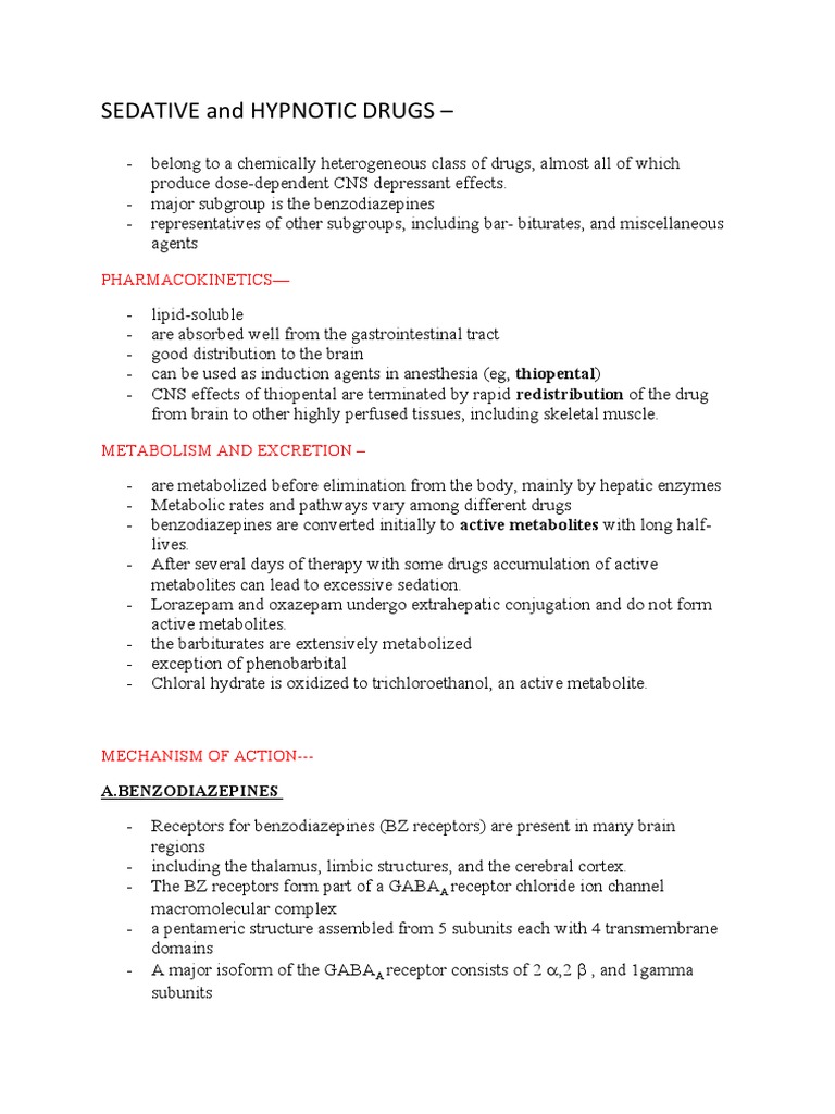 Sedative and Hypnotic Drug Overview | PDF | Benzodiazepine ...