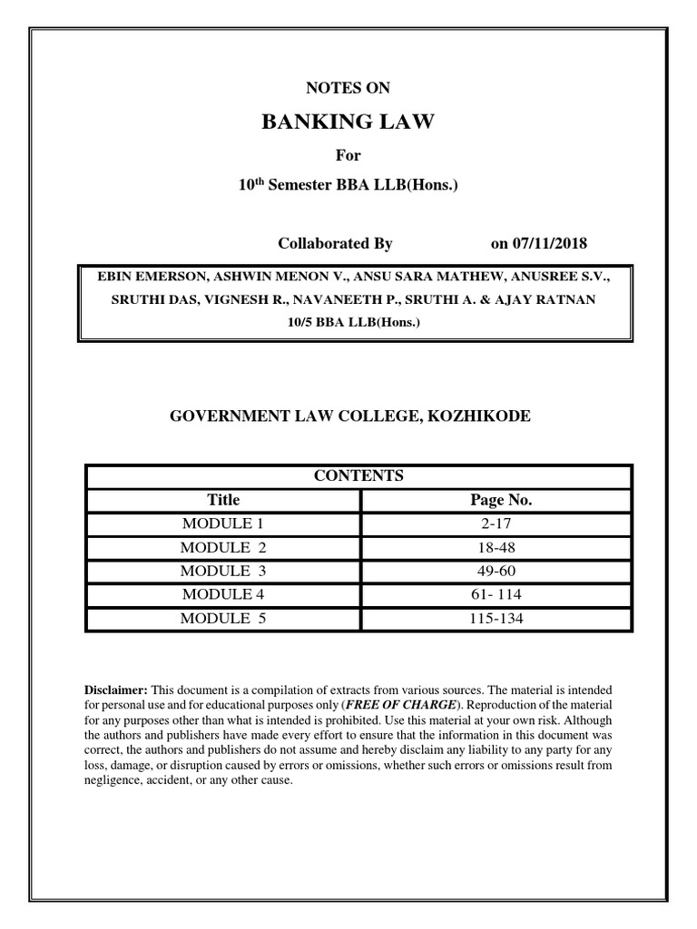 Banking Law: Notes On | PDF | Investment Banking | Banks