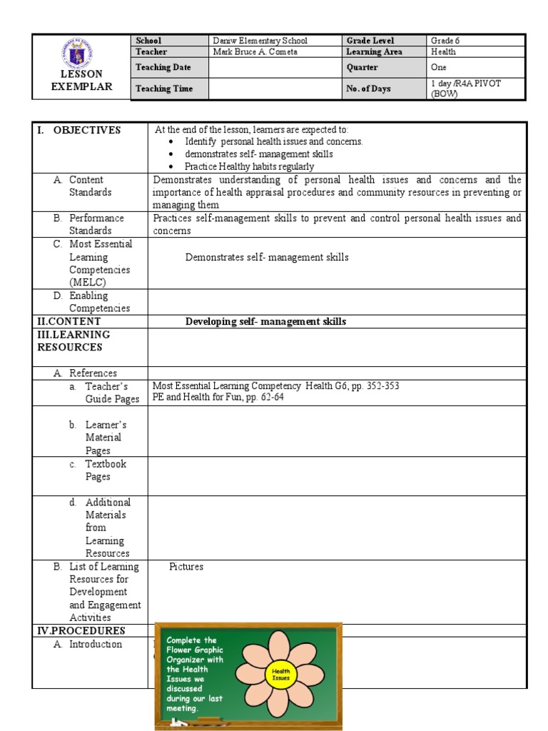 Lesson Exemplar: School Grade Level Teacher Learning Area Teaching Date ...