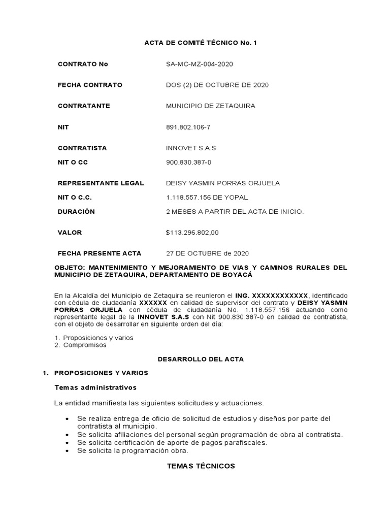 Acta de Comite Tecnico No 1 | PDF | Business Acta de Comite Tecnico No 1 | PDF | Business
