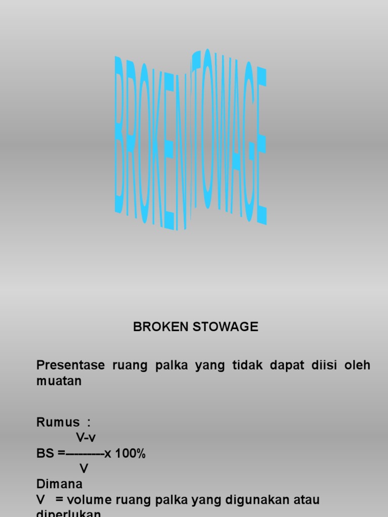 06 LESSON PLAN - Broken Stowage and Stowage Factor | PDF