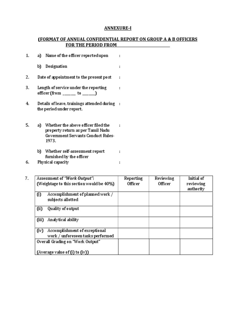 Annual Confidential Report Format | PDF | Psychological Concepts ...