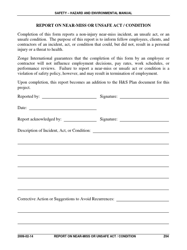 Reporting Near-Miss Incidents | PDF