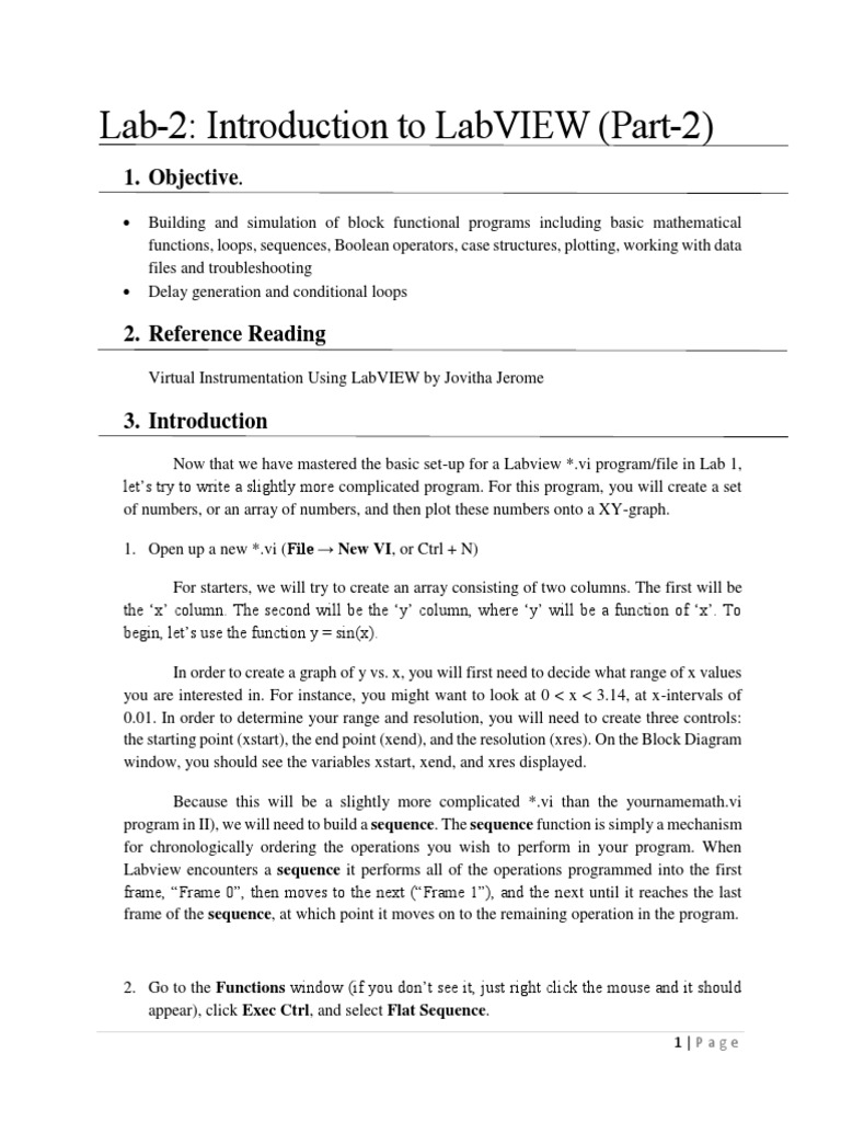 Lab 2 Introduction To Labview Part 2 1 Objective Pdf Matrix 9522